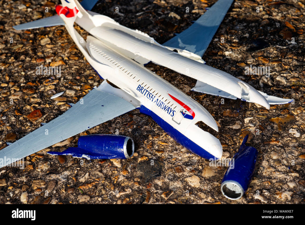 Damaged plastic model aircraft Stock Photo - Alamy