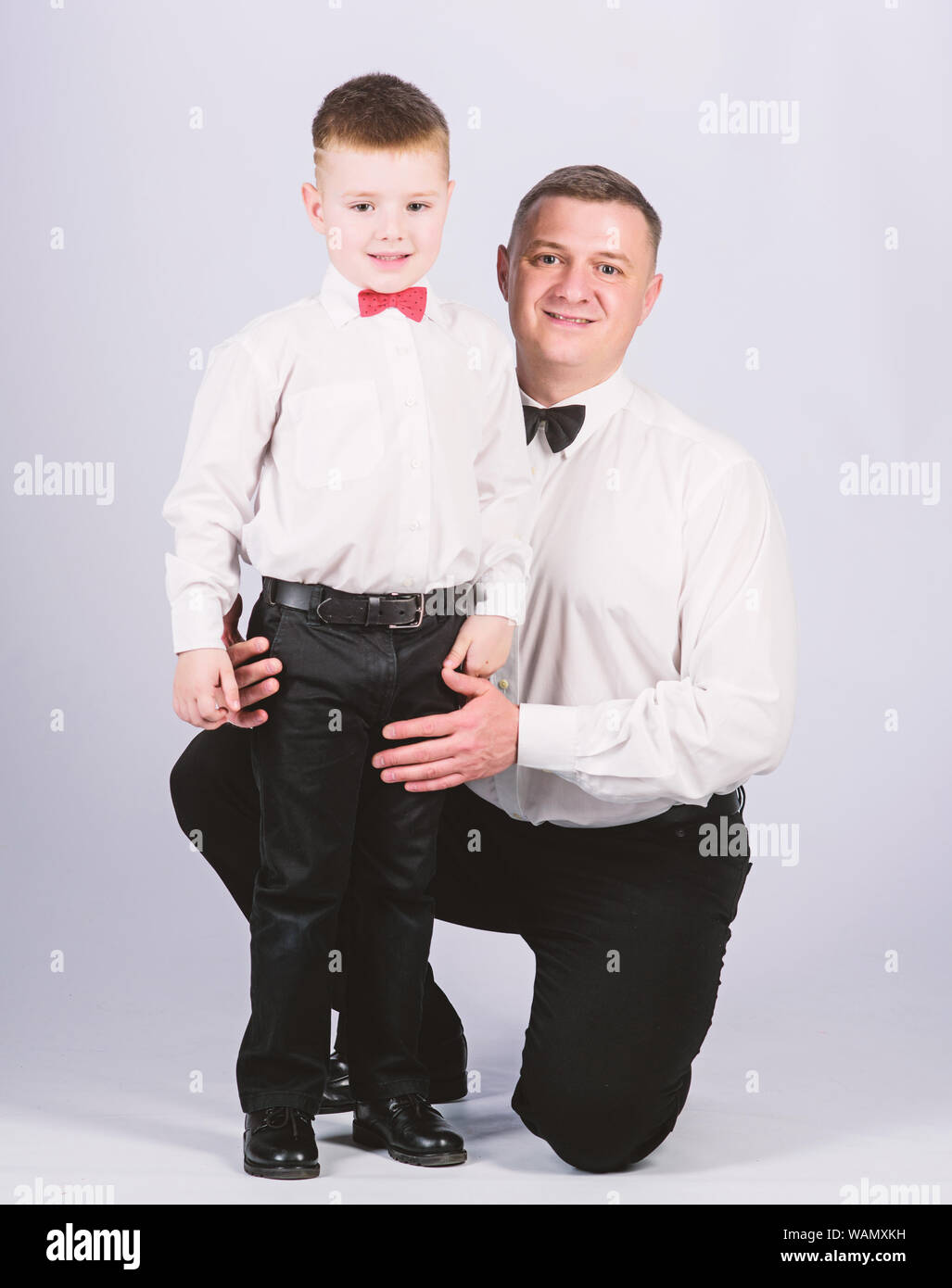 Father and son formal clothes outfit. Grow up gentleman. Dad and boy ...