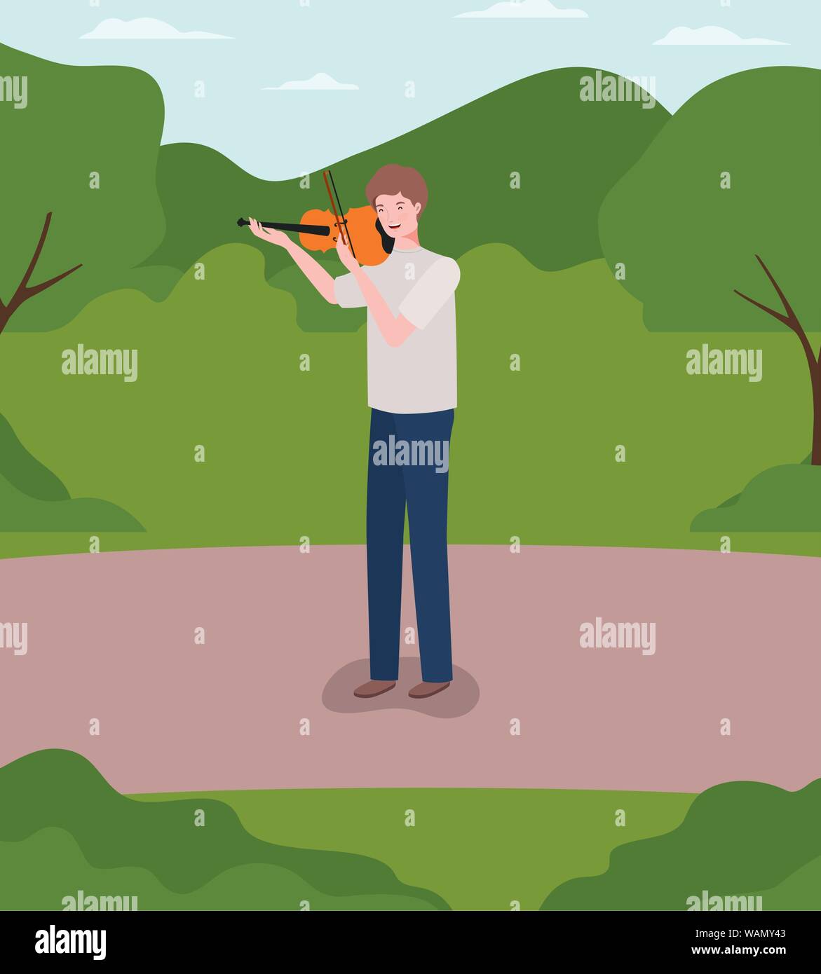 man playing fiddle instrument character Stock Vector Image & Art - Alamy