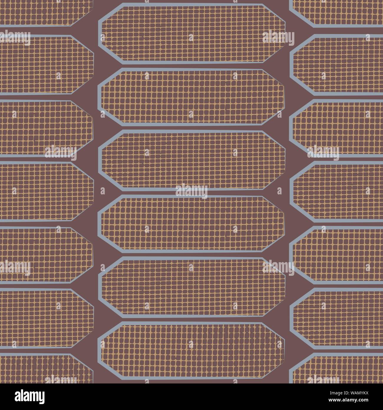 Abstract hexagon motifs with waffle texture in warm earth tone colors ...