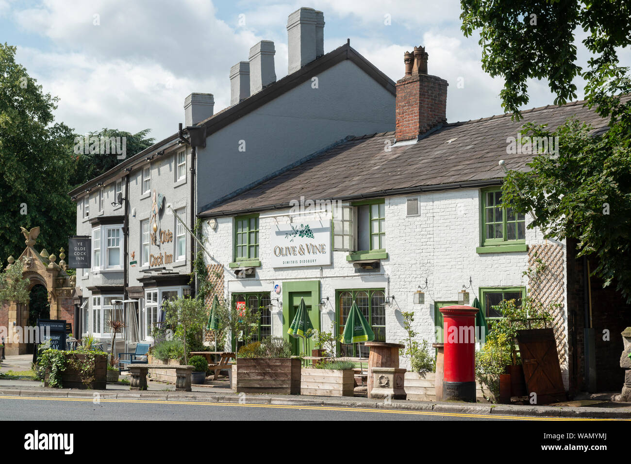 Ye Olde Cock Inn pub and Olive and Vine restaurant side-by-side in ...