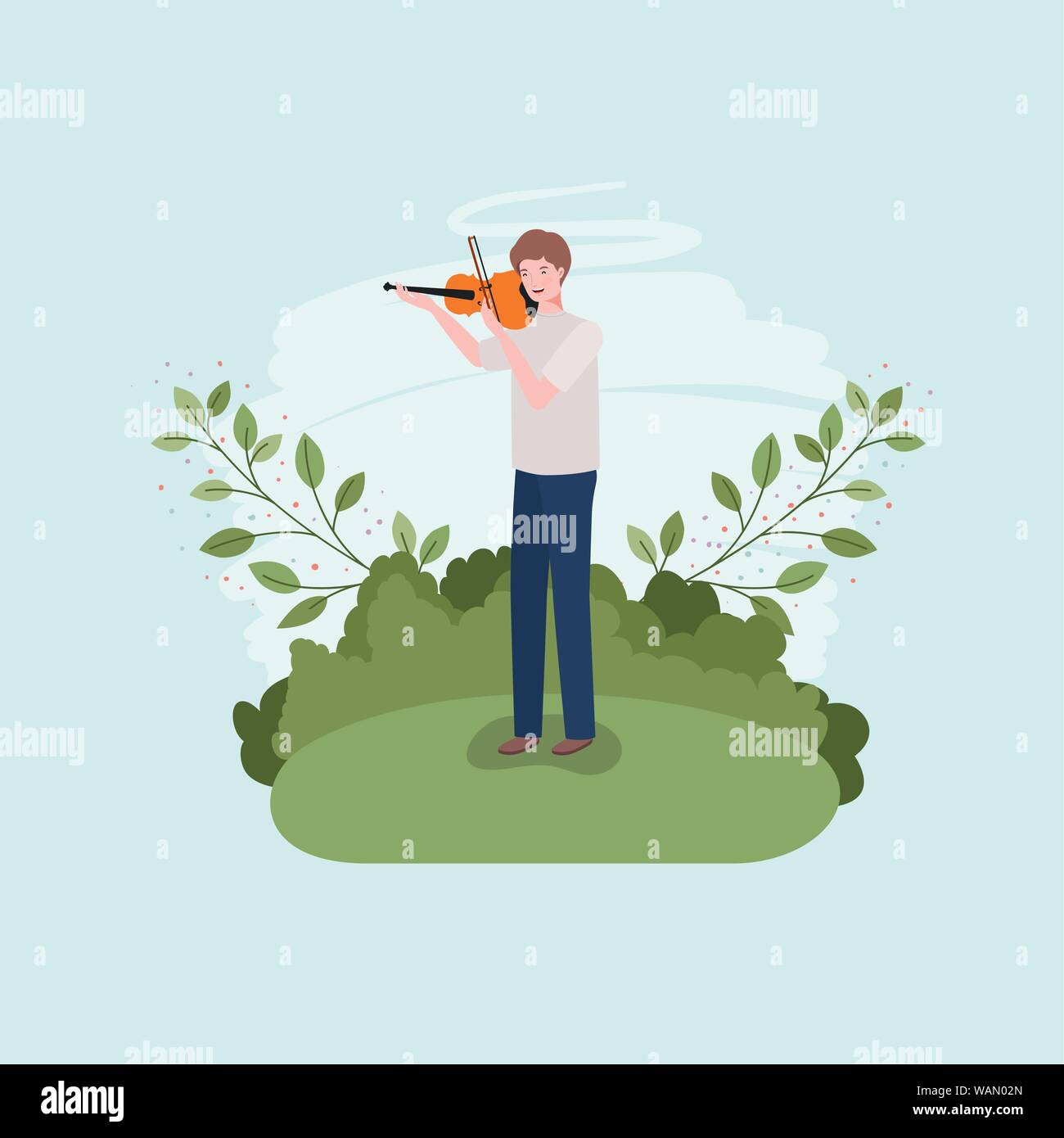 man playing fiddle instrument character Stock Vector Image & Art - Alamy