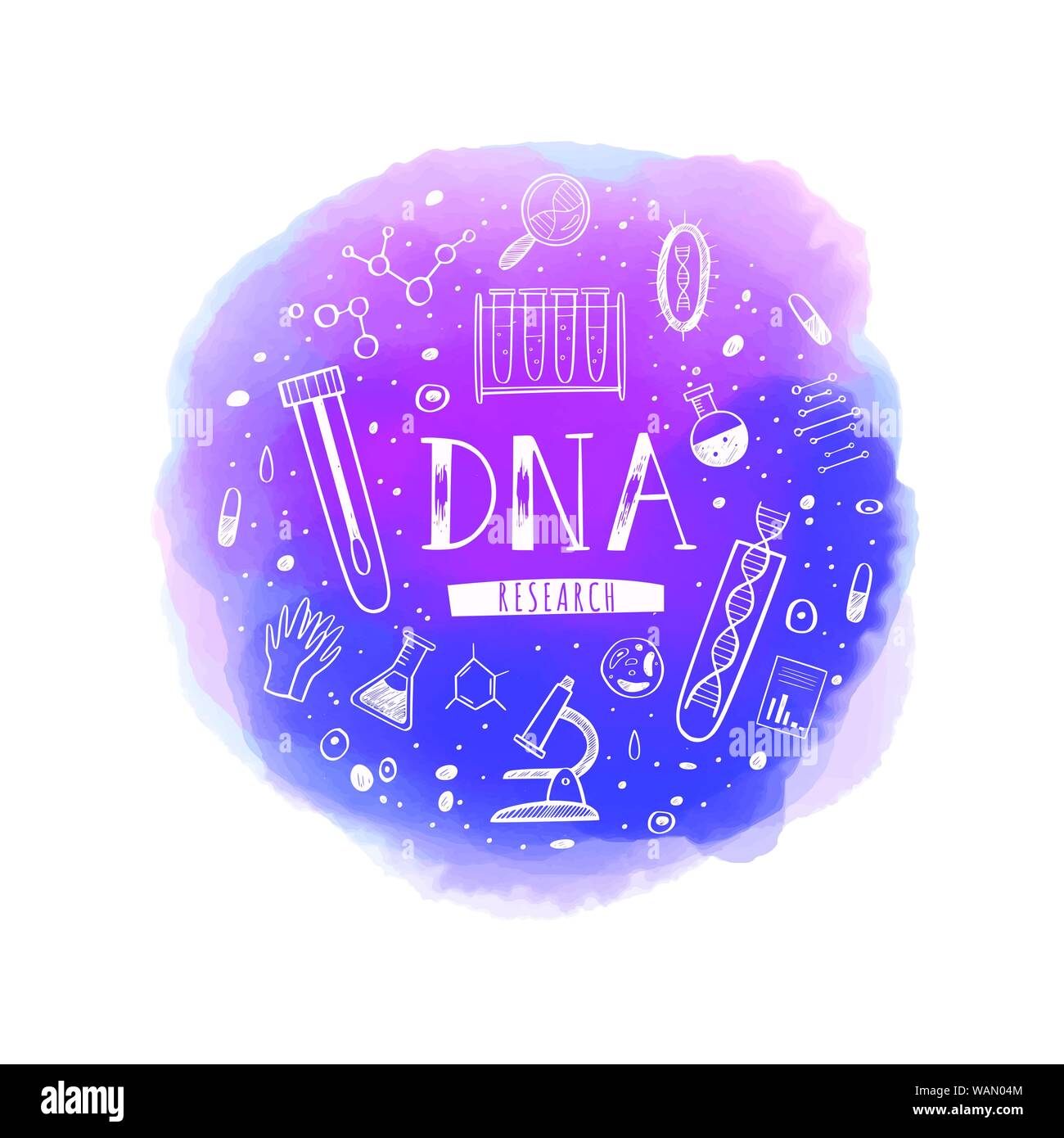 Vector Illustration, poster with equipment for DNA testing, research ...