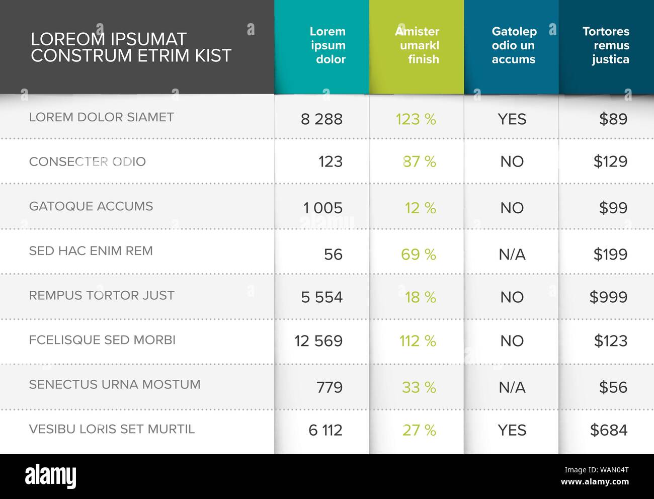Multipurpose table layout template with nice folded design - green and ...