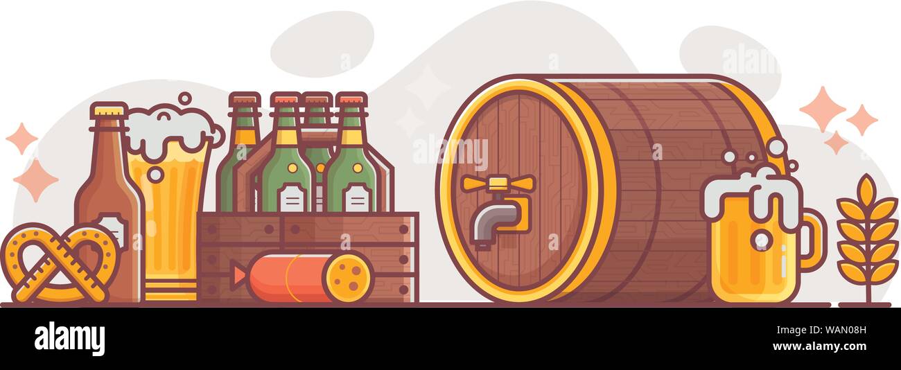 Beer Festival October Fest Line Art Banner Stock Vector Image & Art - Alamy