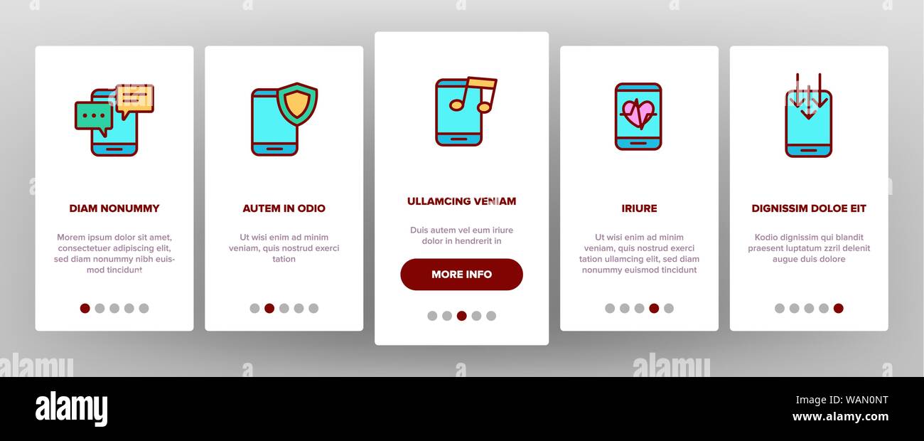 Color Smartphone App Function Vector Onboarding Stock Vector Image ...