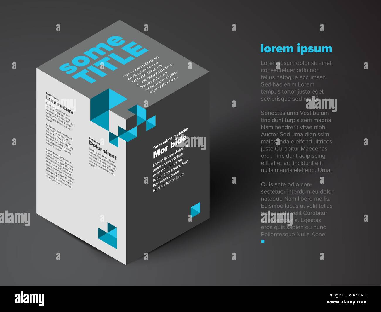 Text on cube three-dimensional template - black and white vertical ...