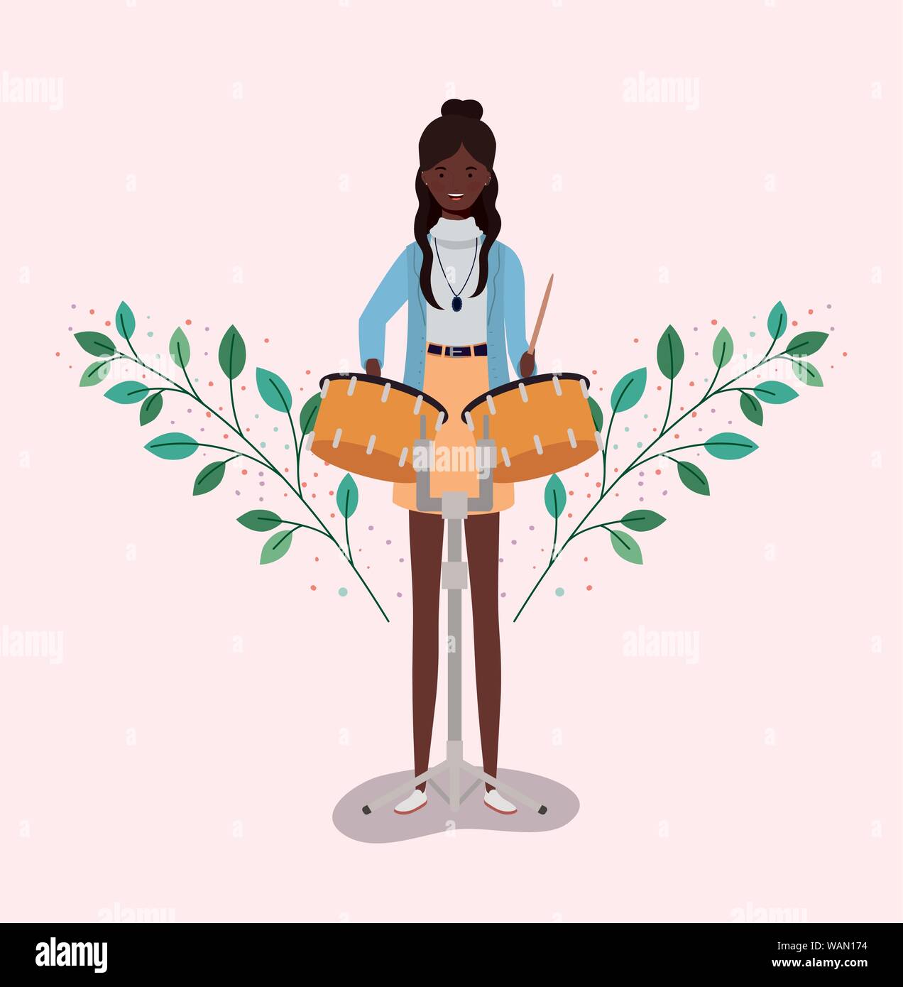 afro woman playing timpani character Stock Vector Image & Art - Alamy