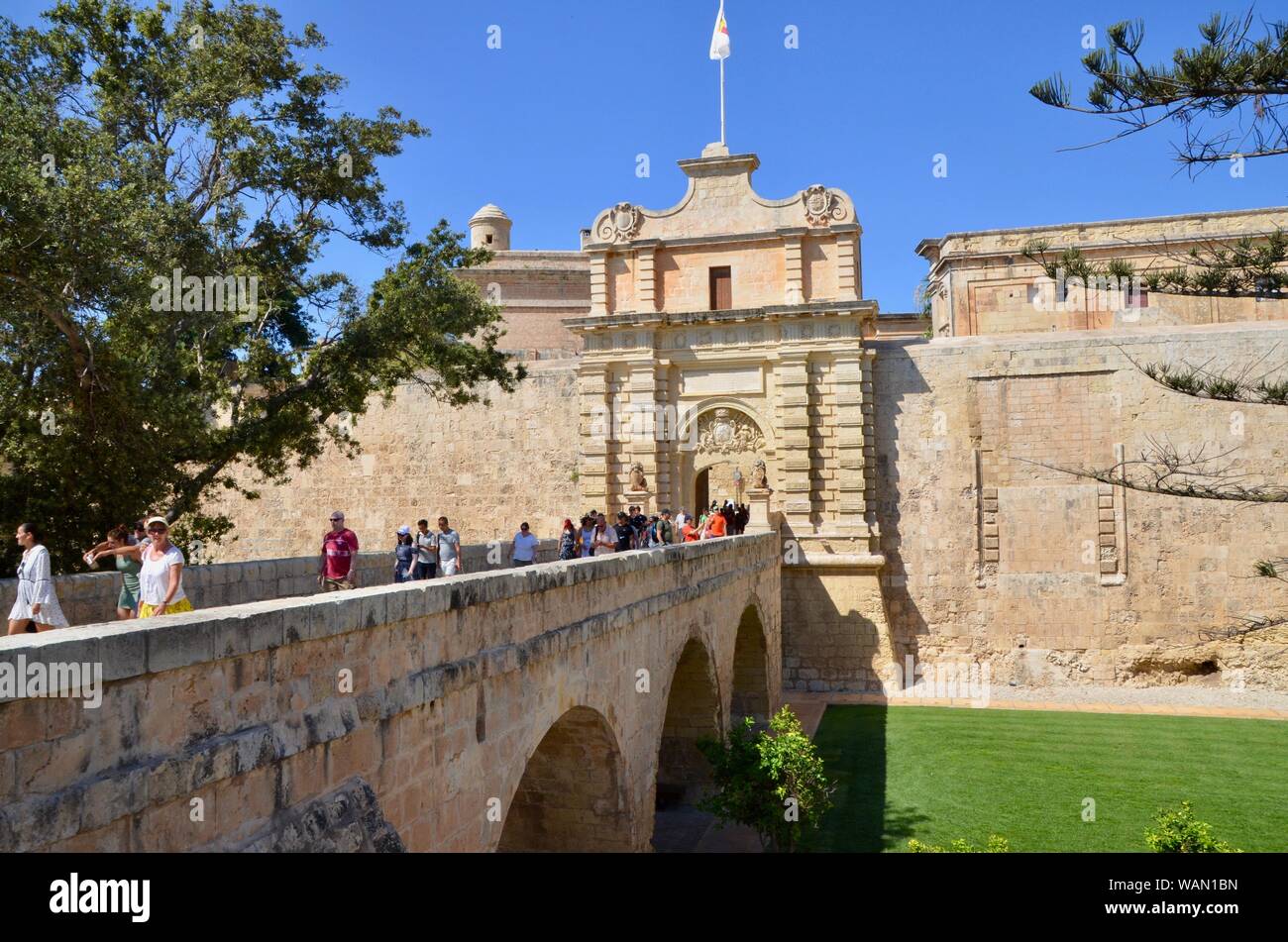 rabat/mdina main bridge to the mdina gate entrance malta Stock Photo ...