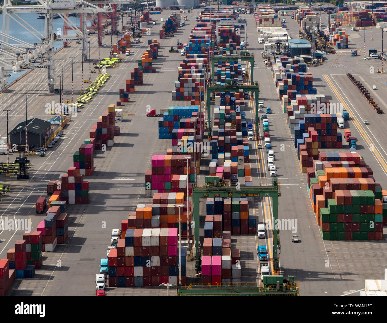 Containers port stacked hi-res stock photography and images - Alamy