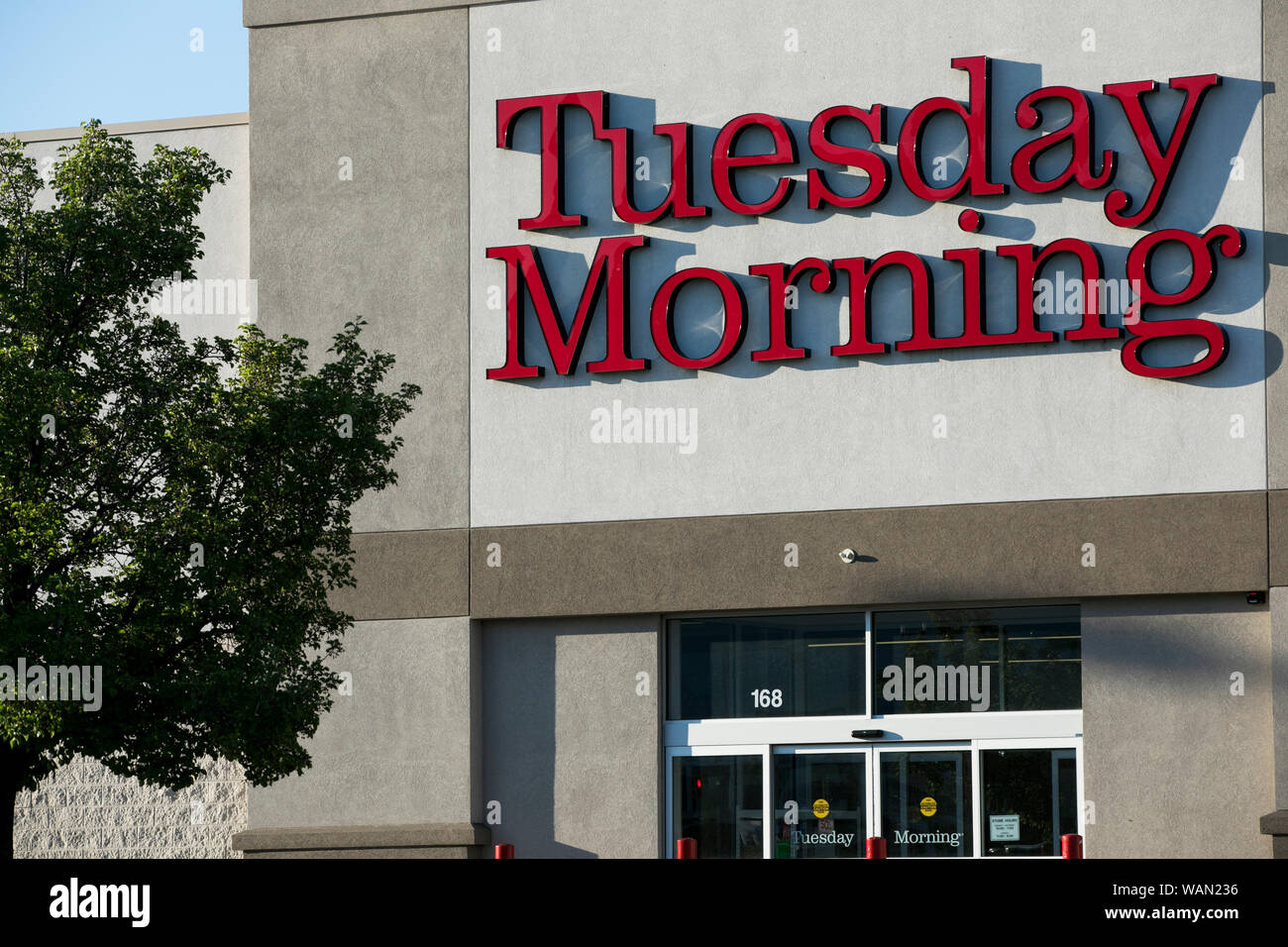 A logo sign outside of a Tuesday Morning retail store location in Orem ...