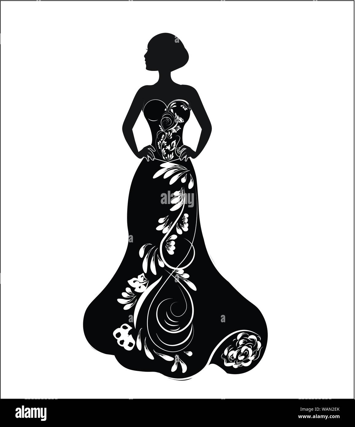 Bride On A Wedding Dress A Silhouette Stock Vector Image Art Alamy
