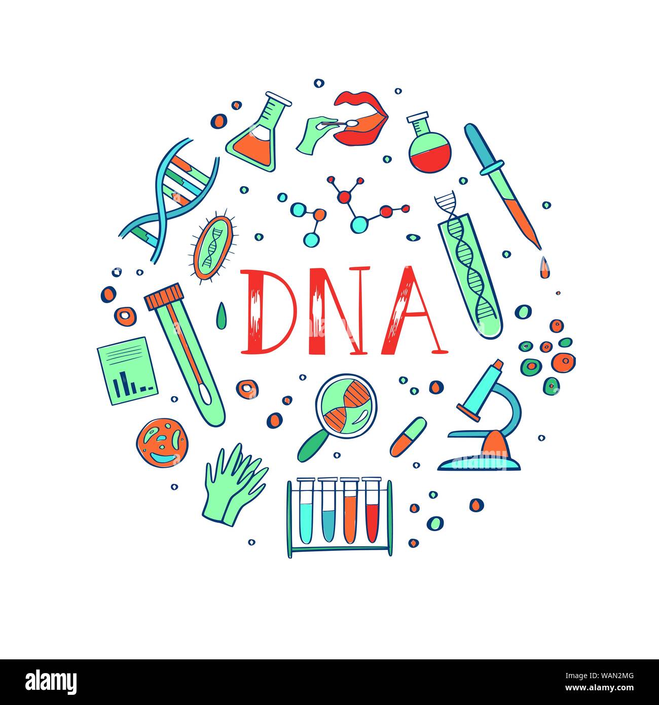 Genetic engineering and medical research vector background. DNA helix ...