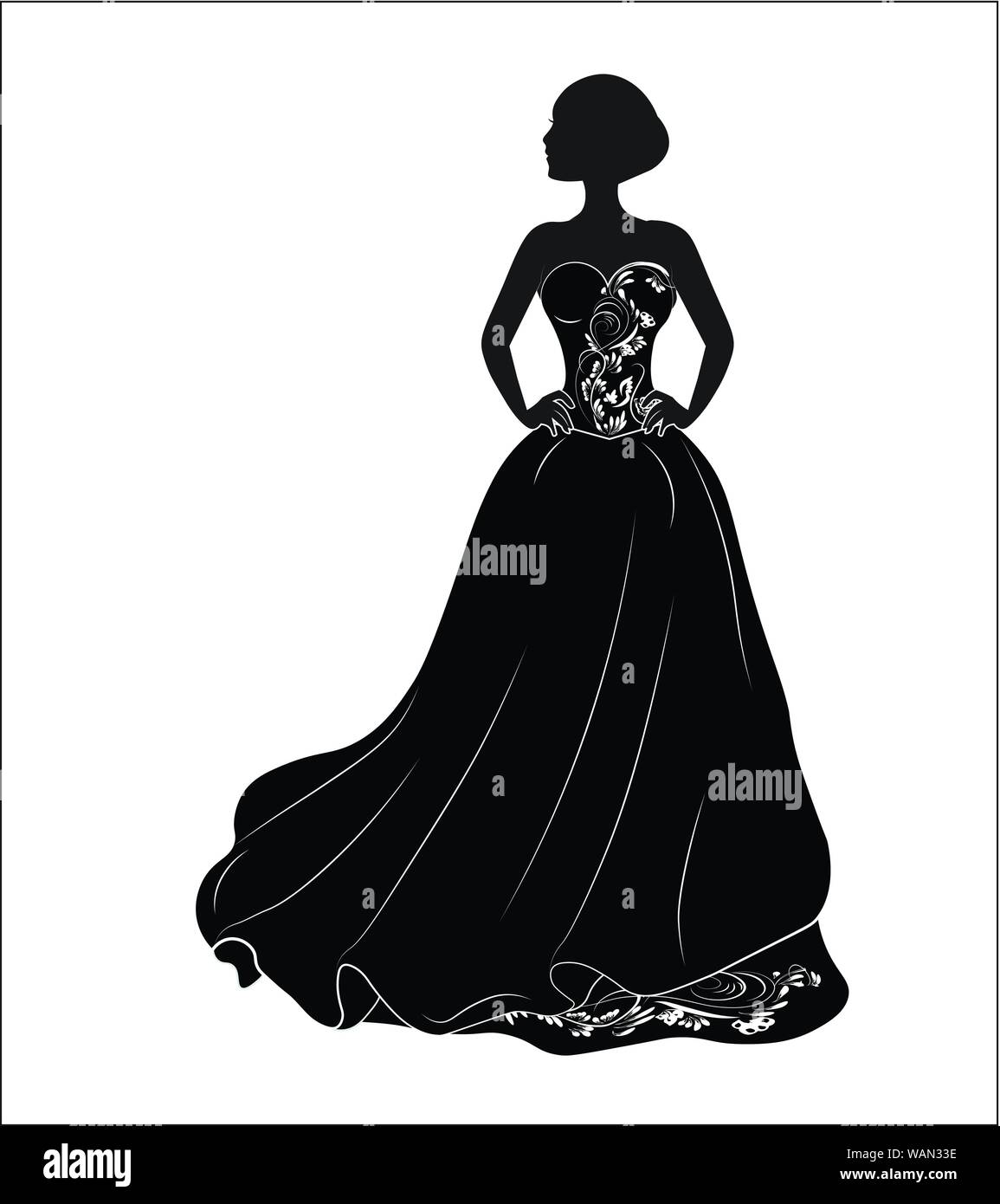 bride on a black wedding dress, a silhouette Stock Vector Image & Art ...