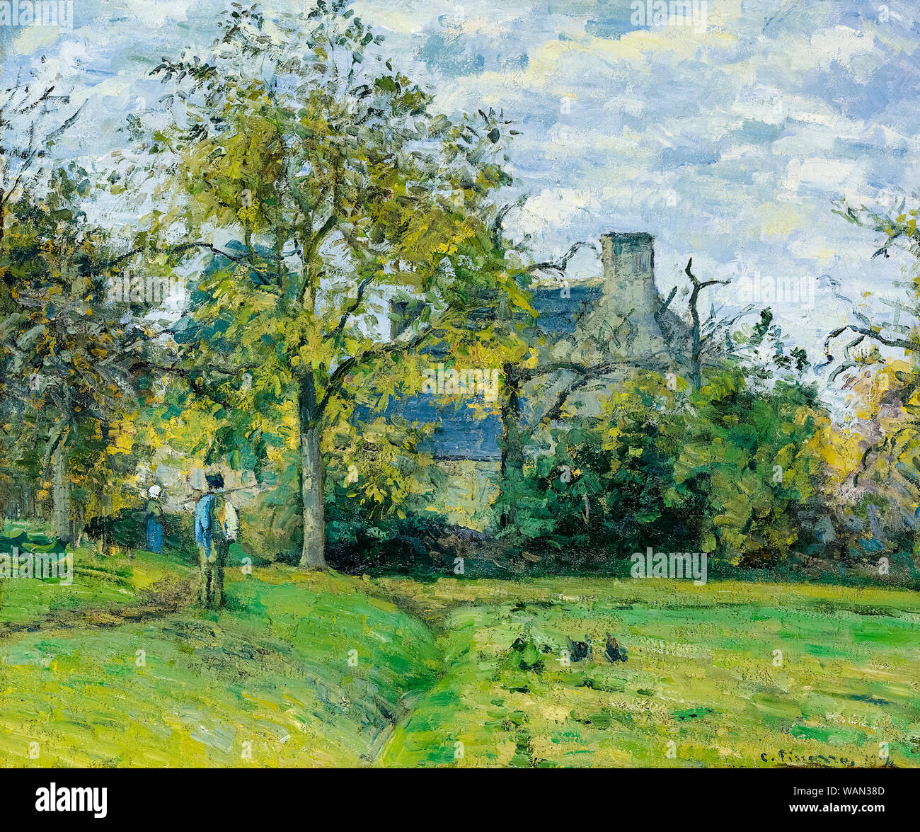 Camille Pissarro, Piette's House at Montfoucault, painting, 1874 Stock ...
