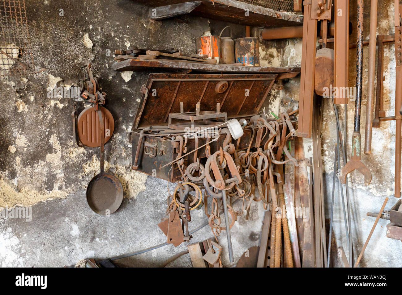Forged parts in an old workshop Stock Photo - Alamy