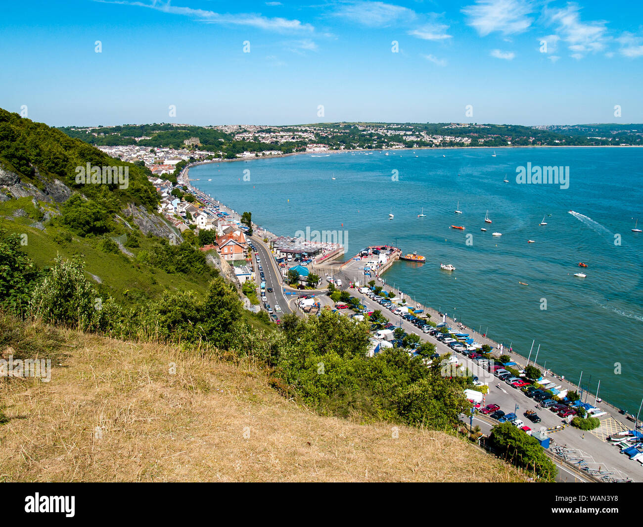 Swansea Bay viewed from above Knab Rock, looking north towards Mumbles ...