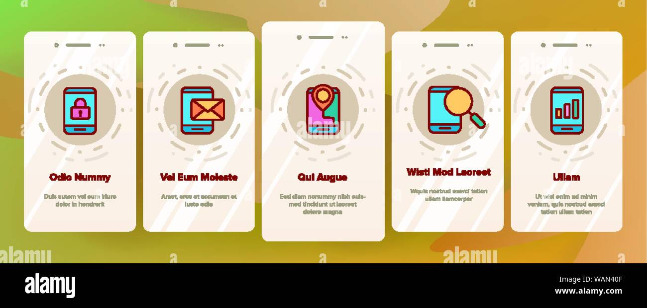 Color Smartphone App Function Vector Onboarding Stock Vector Image ...