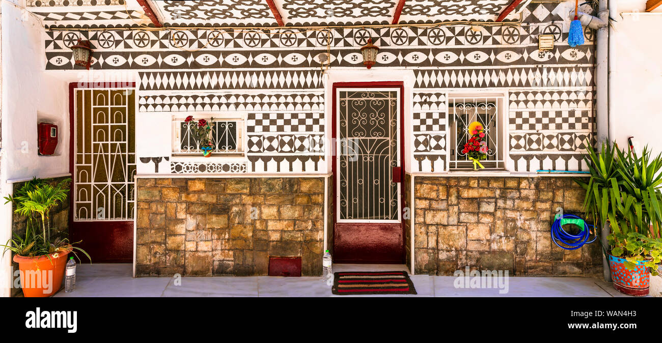 Unique beautiful traditional village Pyrgi in Chios island. called as ...