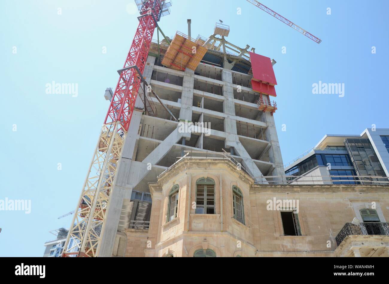 building site in st julians malta where new tower is built on top of ...