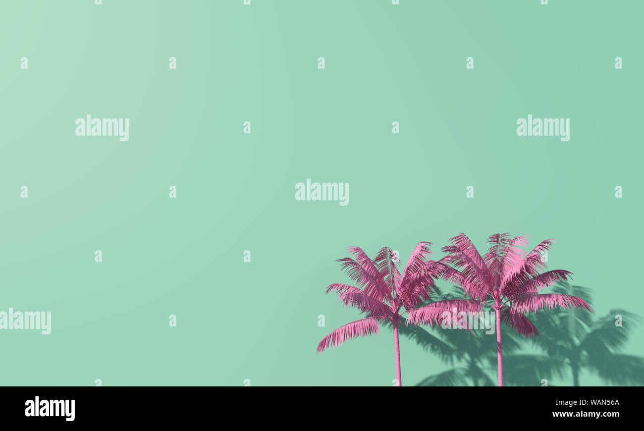 Bright summer colourful palm tree tropical background. 3D Rendering ...