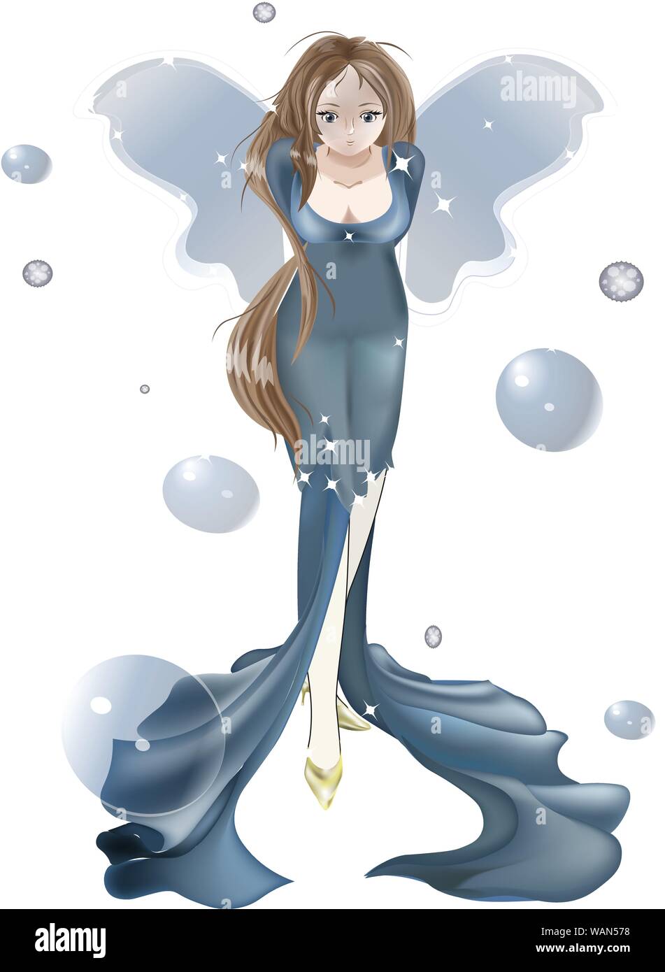 fairy with transparent wings bows and wishes good night Stock Vector ...