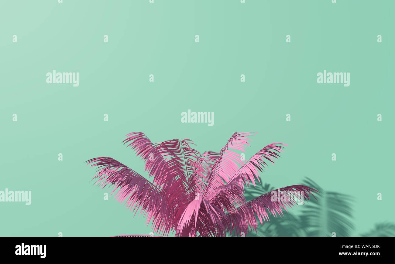 Bright summer colourful palm tree tropical background. 3D Rendering ...
