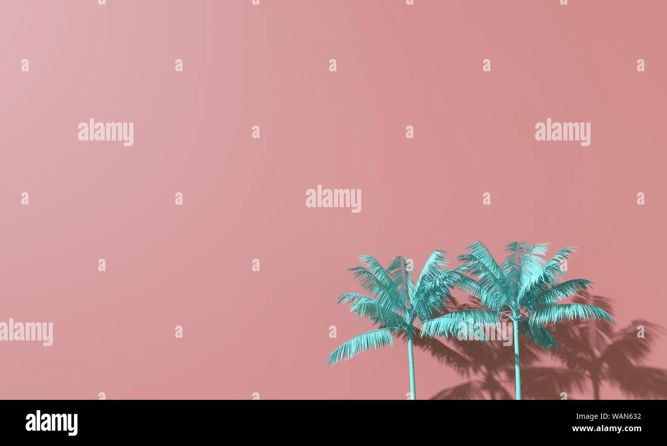 Bright summer colourful palm tree tropical background. 3D Rendering ...