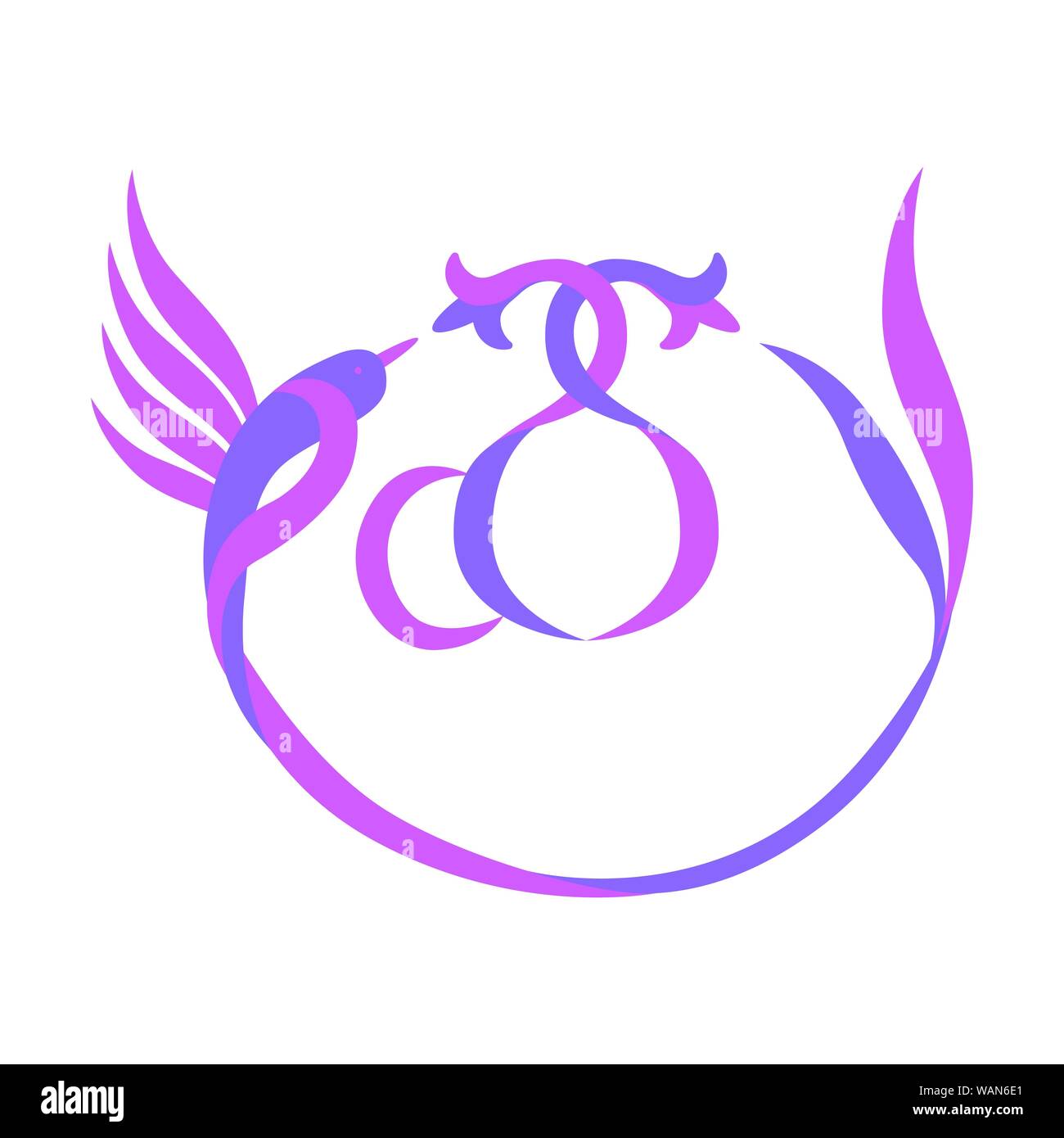 Easy - Hummingbird logo concept. Letters in the form of a bird, leaves ...