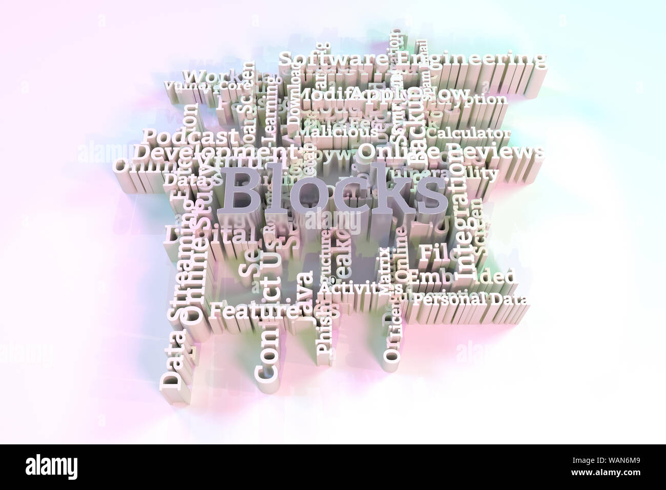 Blocks, ICT, information technology keyword words cloud. For web page ...