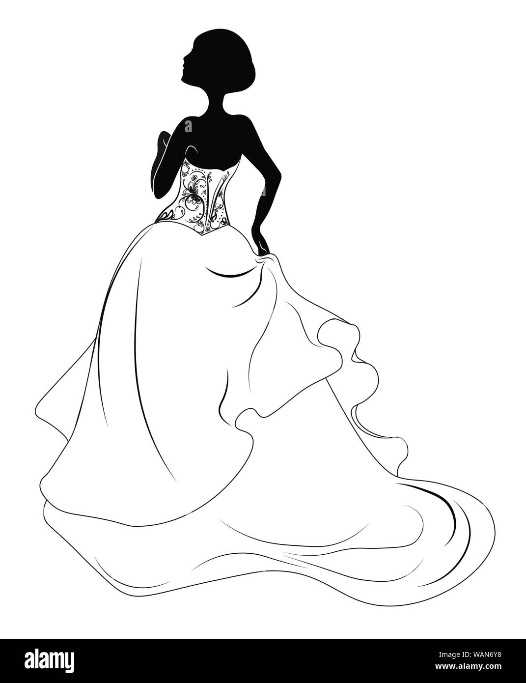 Silhouette of the bride, for wedding invitation Stock Vector Image ...