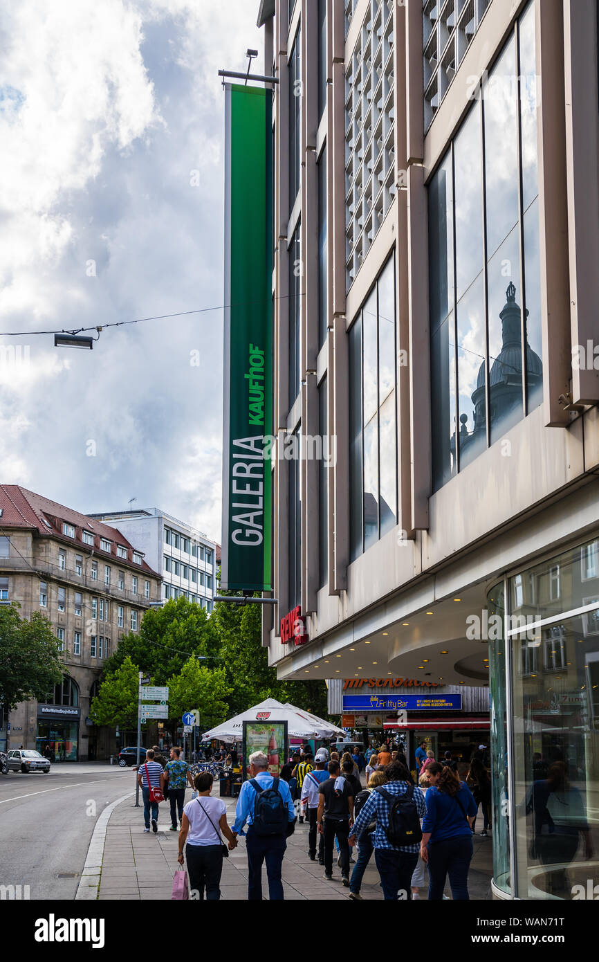 Stuttgart, Germany, August 15, 2019, Crowd of people walking at ...