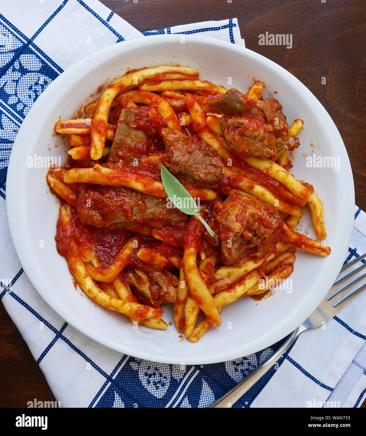 Fileja, typical Calabrian pasta, with ragu of pork ribs Stock Photo - Alamy