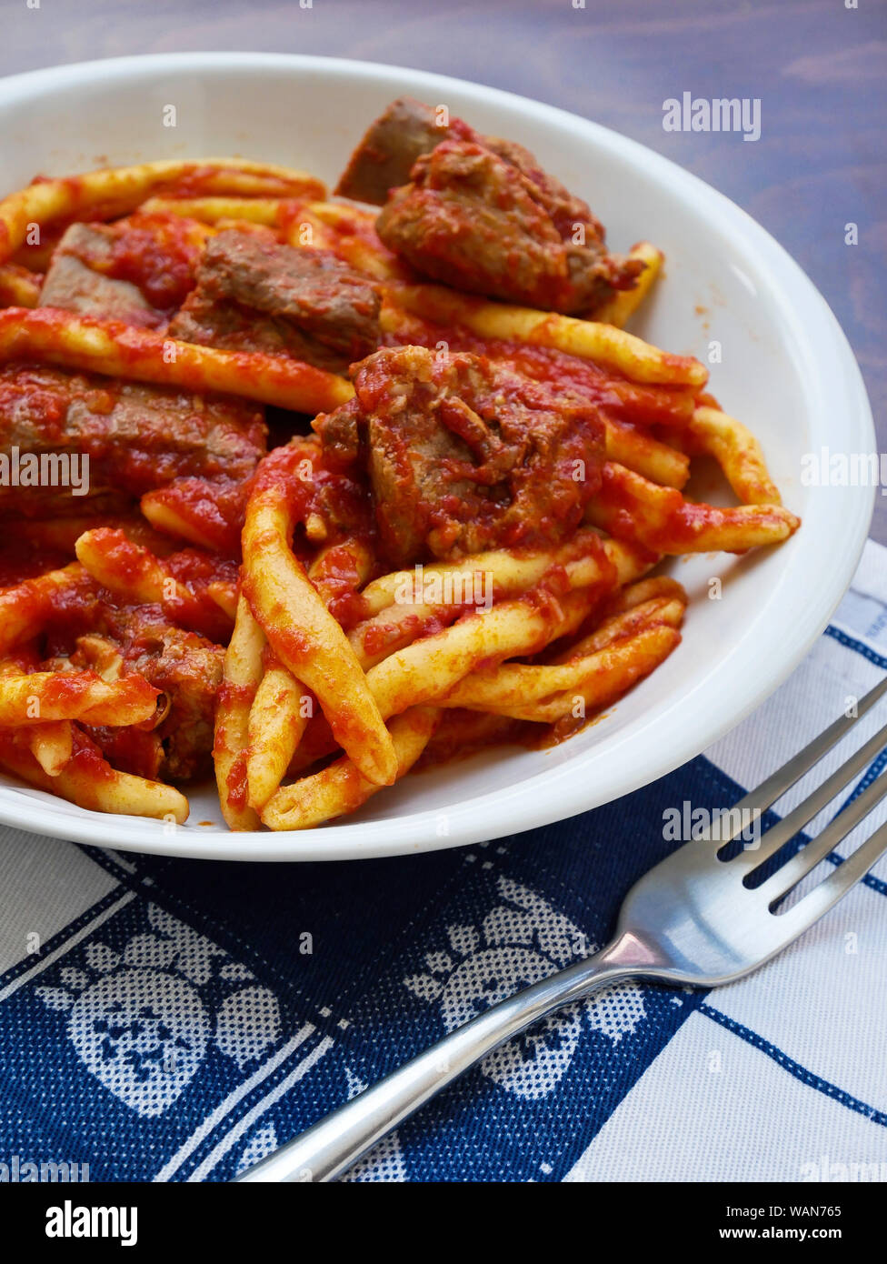Fileja, typical Calabrian pasta, with ragu of pork ribs Stock Photo - Alamy