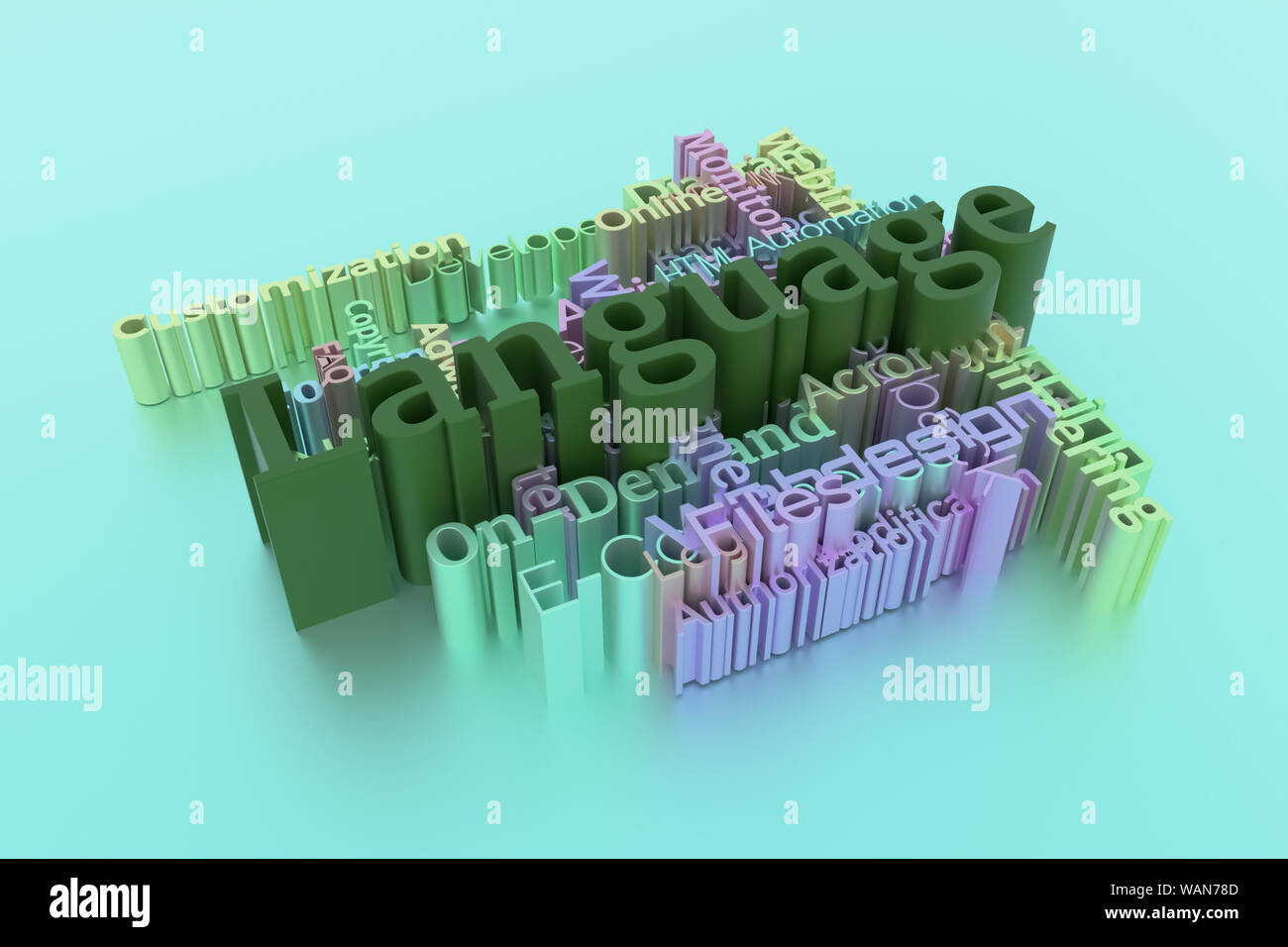 Language, ICT, information technology keyword words cloud. For web page ...