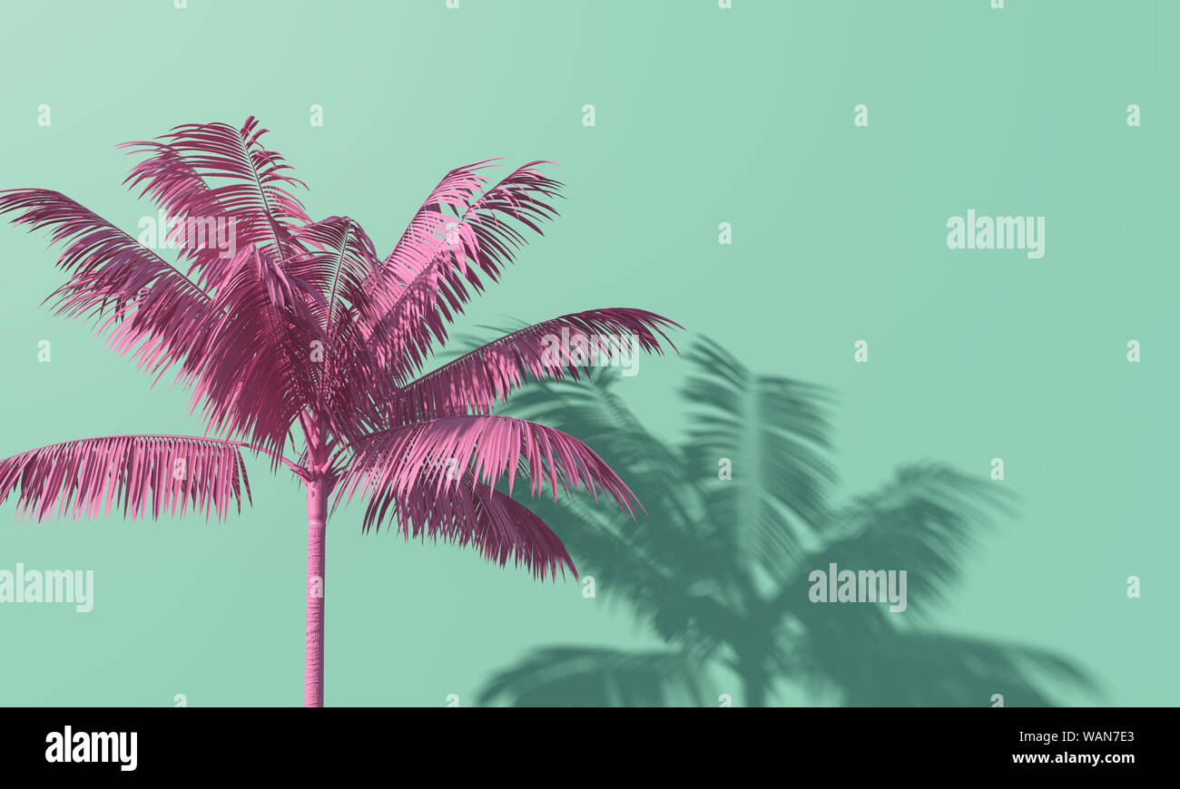 Bright summer colourful palm tree tropical background. 3D Rendering ...