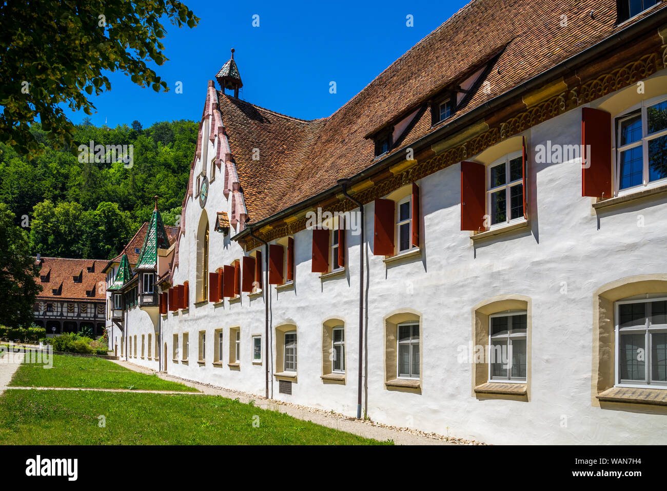 Germany, Historic outer walls of german monastery called blaubeuren ...