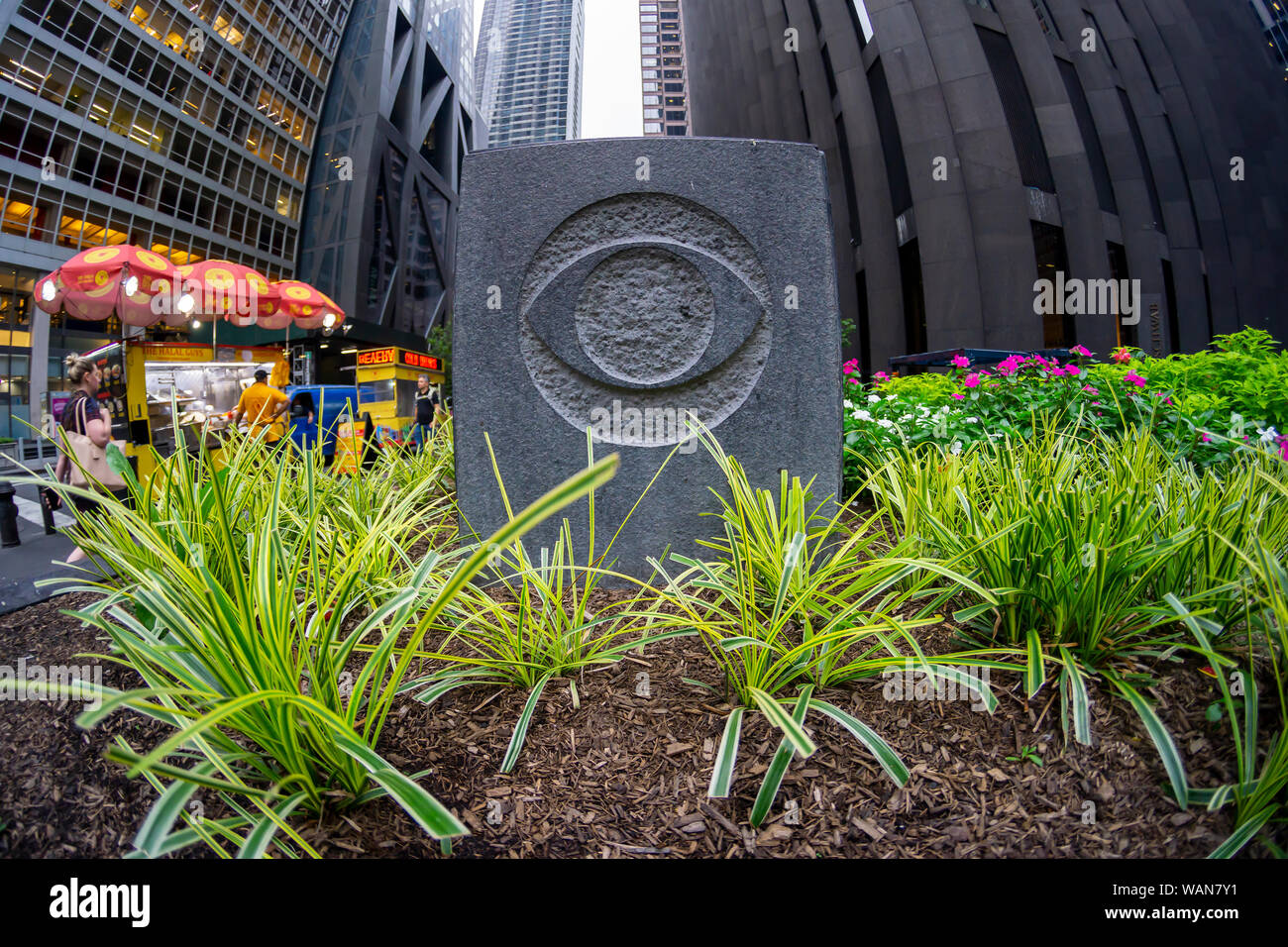 A decorative element with the CBS logo outside of Black Rock, the CBS ...