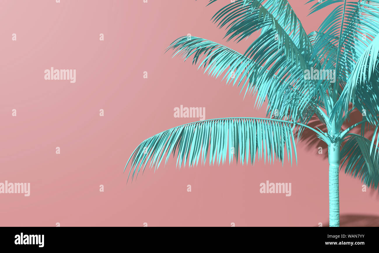 Bright summer colourful palm tree tropical background. 3D Rendering ...
