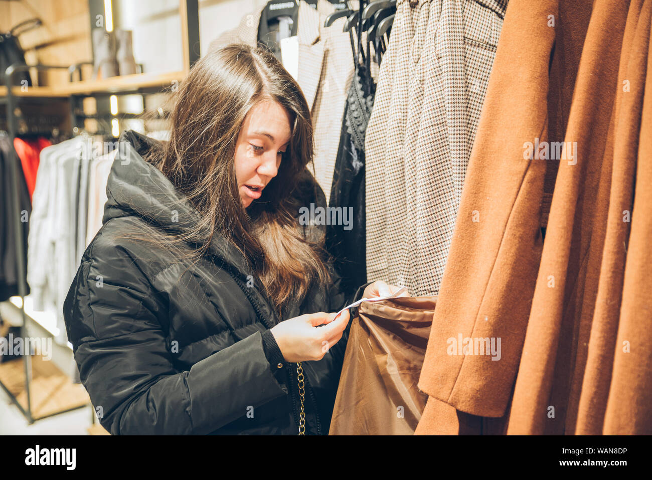 LVIV, UKRAINE - October 27, 2018: fashion clothes shop inside. interior ...