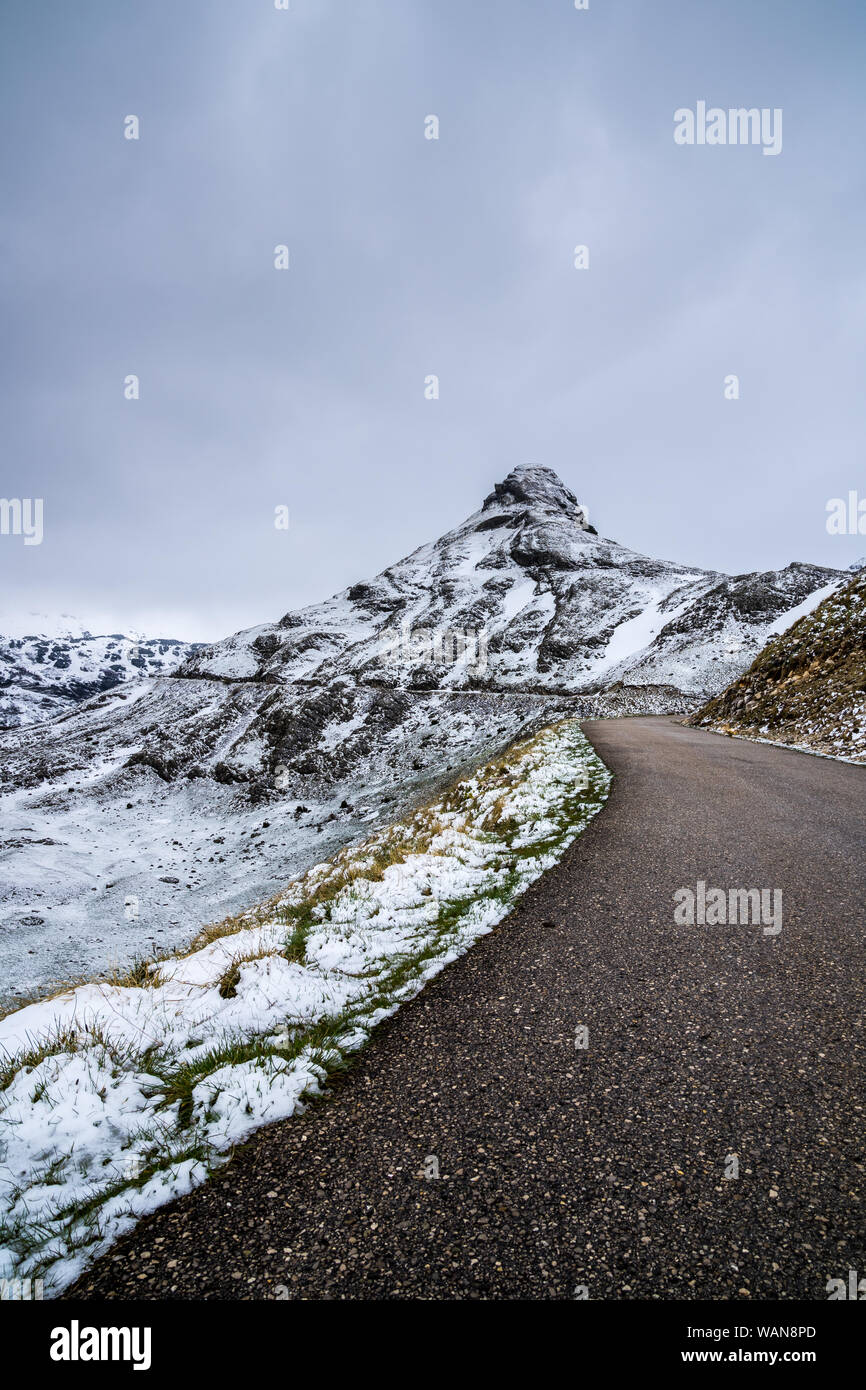 Montenegro, Asphalt road of sedlo pass route leading alongside ...
