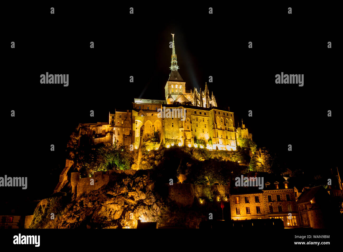 Mont Saint Michel at night, Normandy, France Stock Photo - Alamy