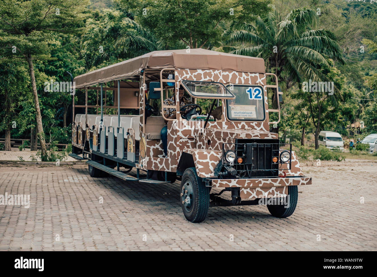 Pattaya, Thailand - May 28, 2019: Jungle safari at a zoo. Safari car in ...