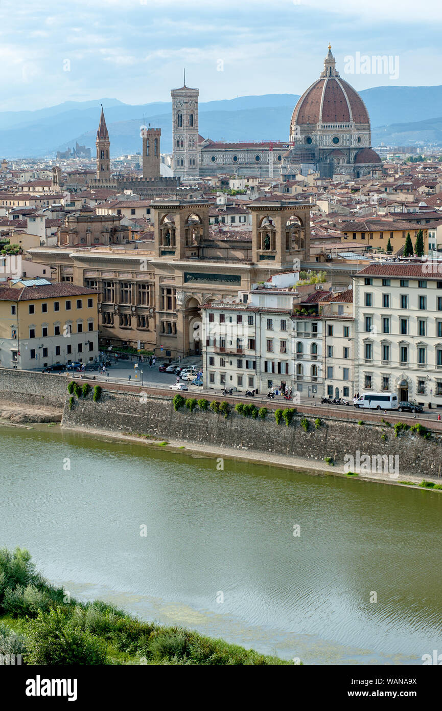Florence cityscape with Basilica Santa Maria del Fiore, Giotto’s tower ...