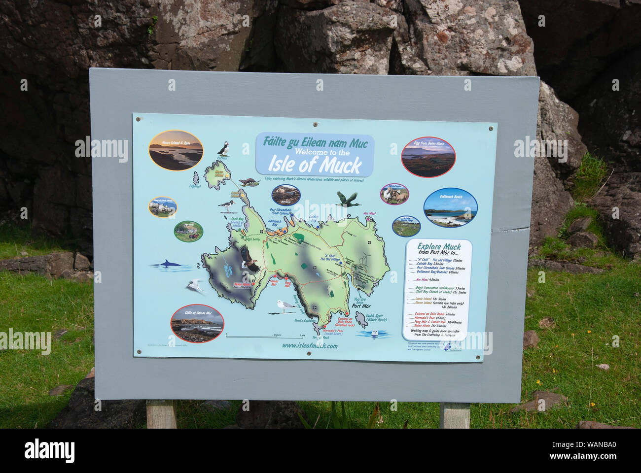 Information Sign Port Mor Isle of Muck Stock Photo - Alamy