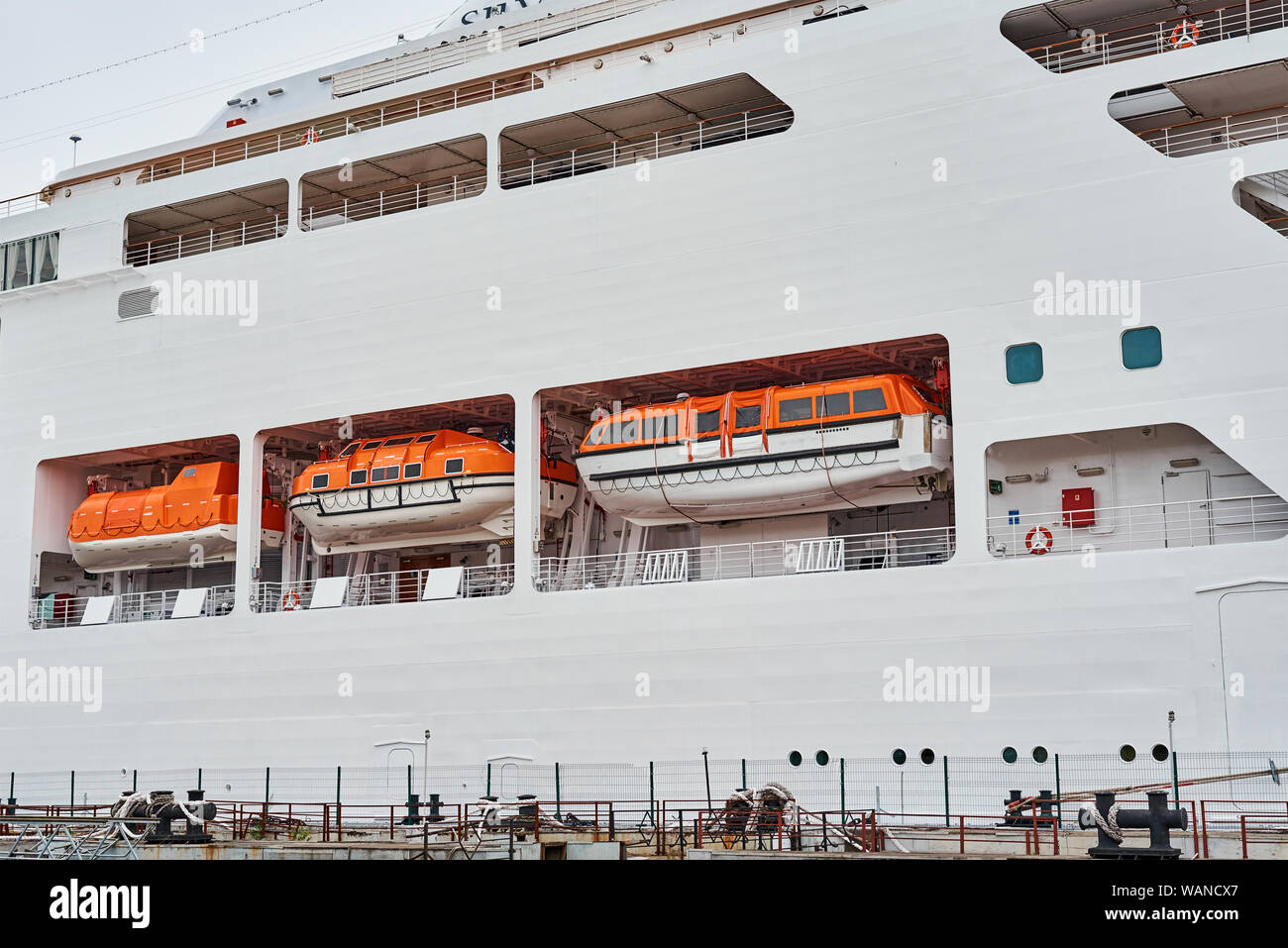 Close up of cruise ship liner docked in port Stock Photo - Alamy