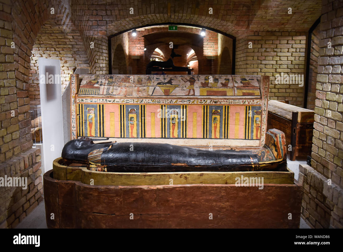 August 20, 2019, Berlin, Germany: Mummy cartonage of Kenbor seen during ...