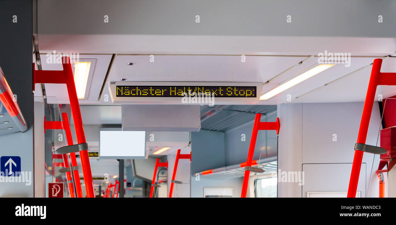 Vienna, Austria - December 16, 2018: Next stop sign, S-Bahn, Vienna ...