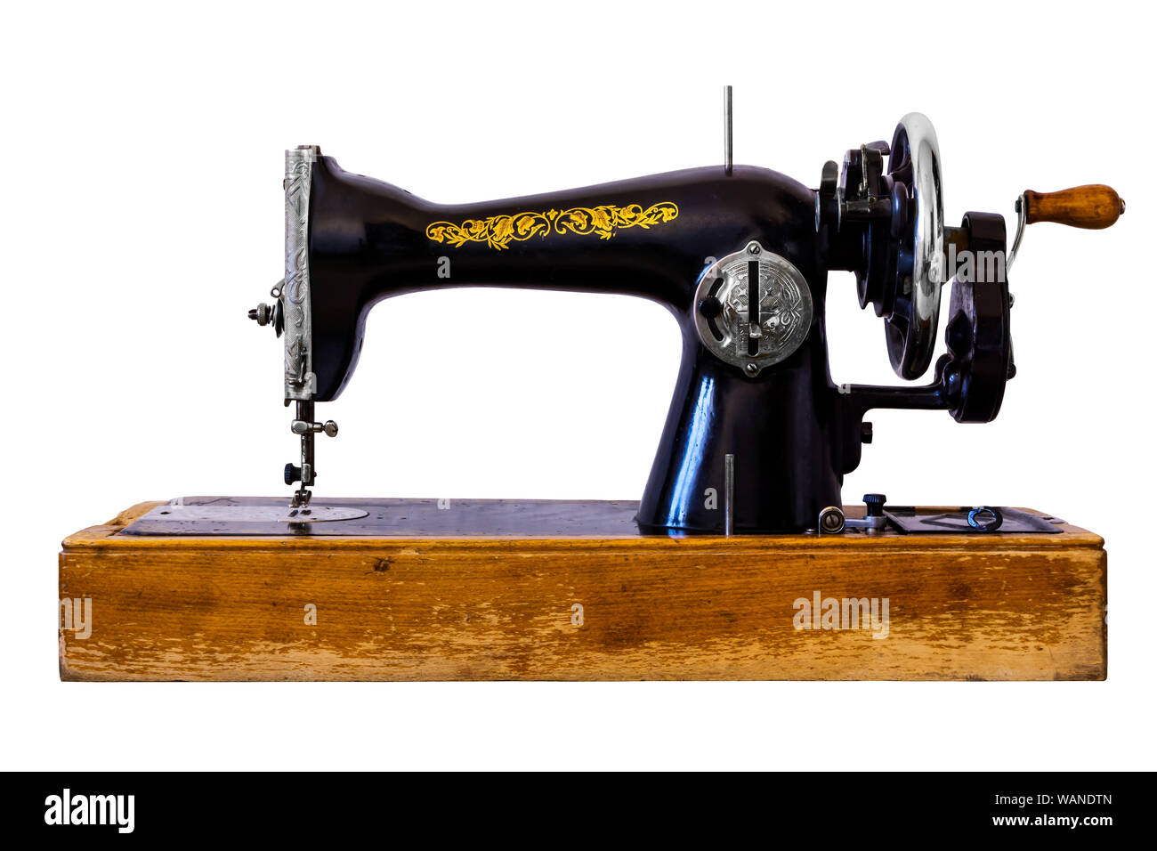 antique sewing machine isolated on white background Stock Photo - Alamy