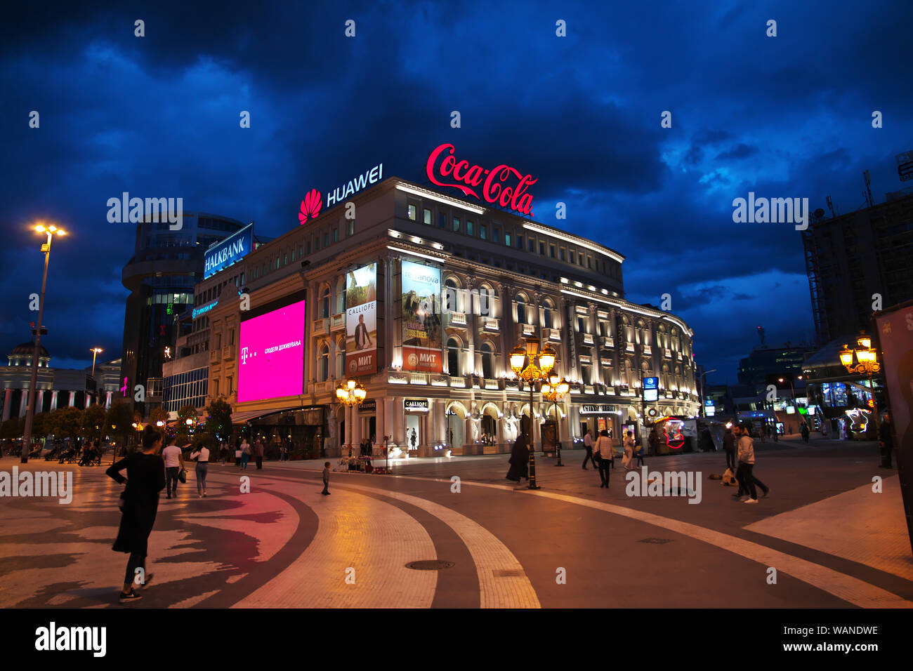 Night in Skopje of Macedonia, Balkans Stock Photo - Alamy